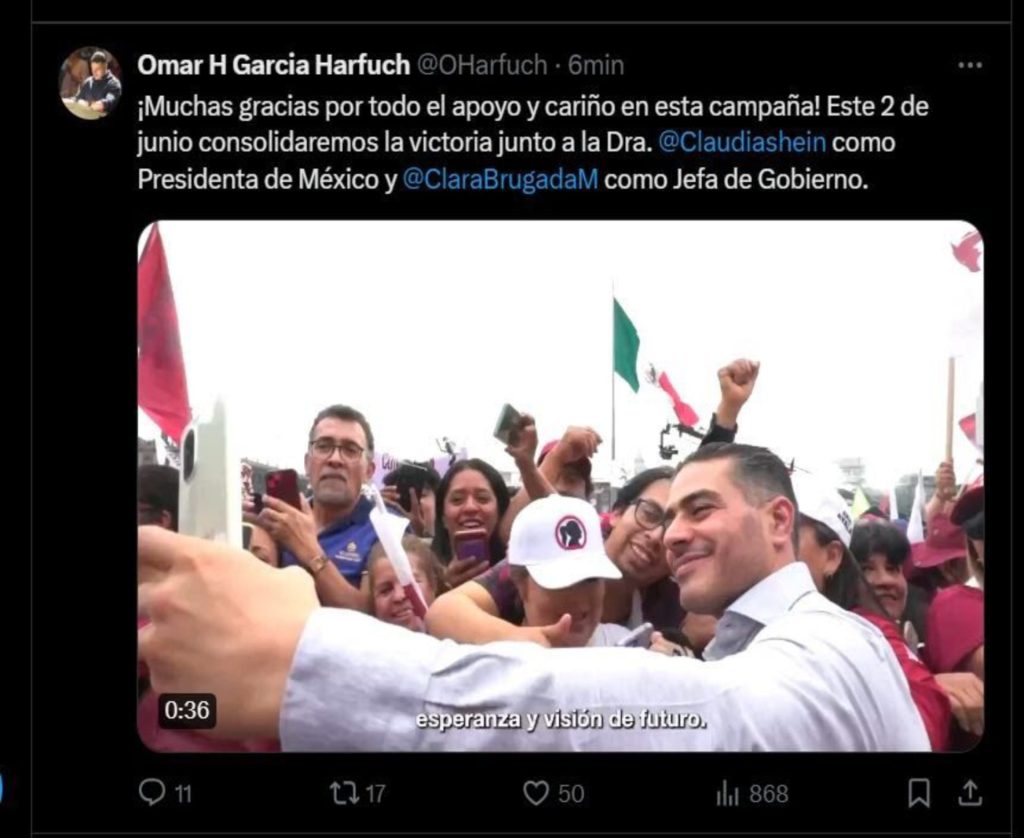 Omar García Harfuch viola veda electoral rumbo al 2 de junio